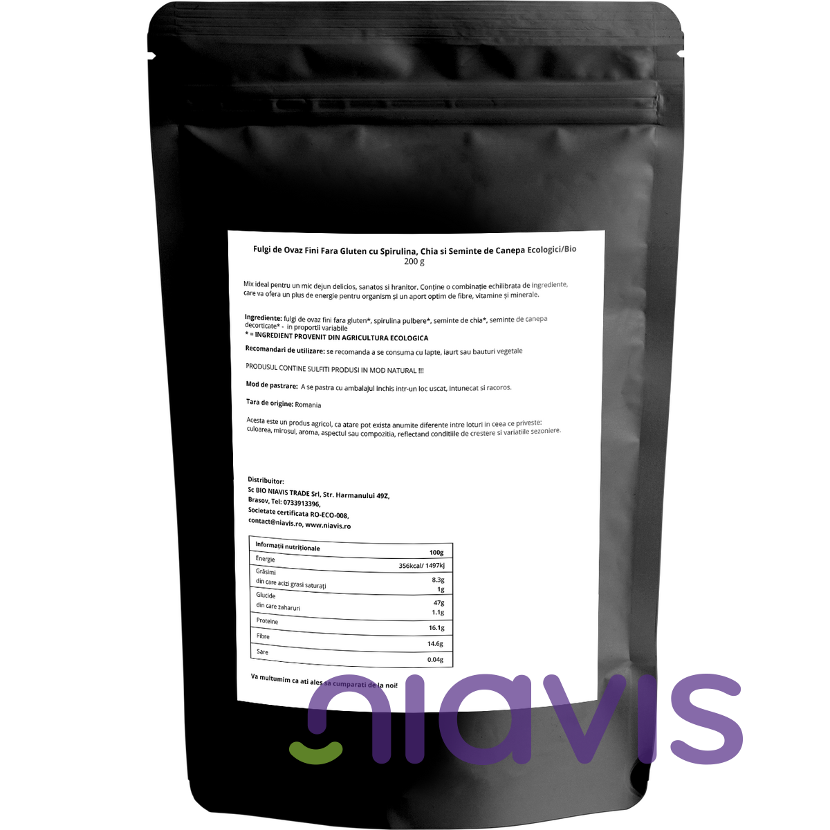 Fulgi de Ovaz Fini Fara Gluten cu Spirulina, Chia si Seminte de Canepa ...